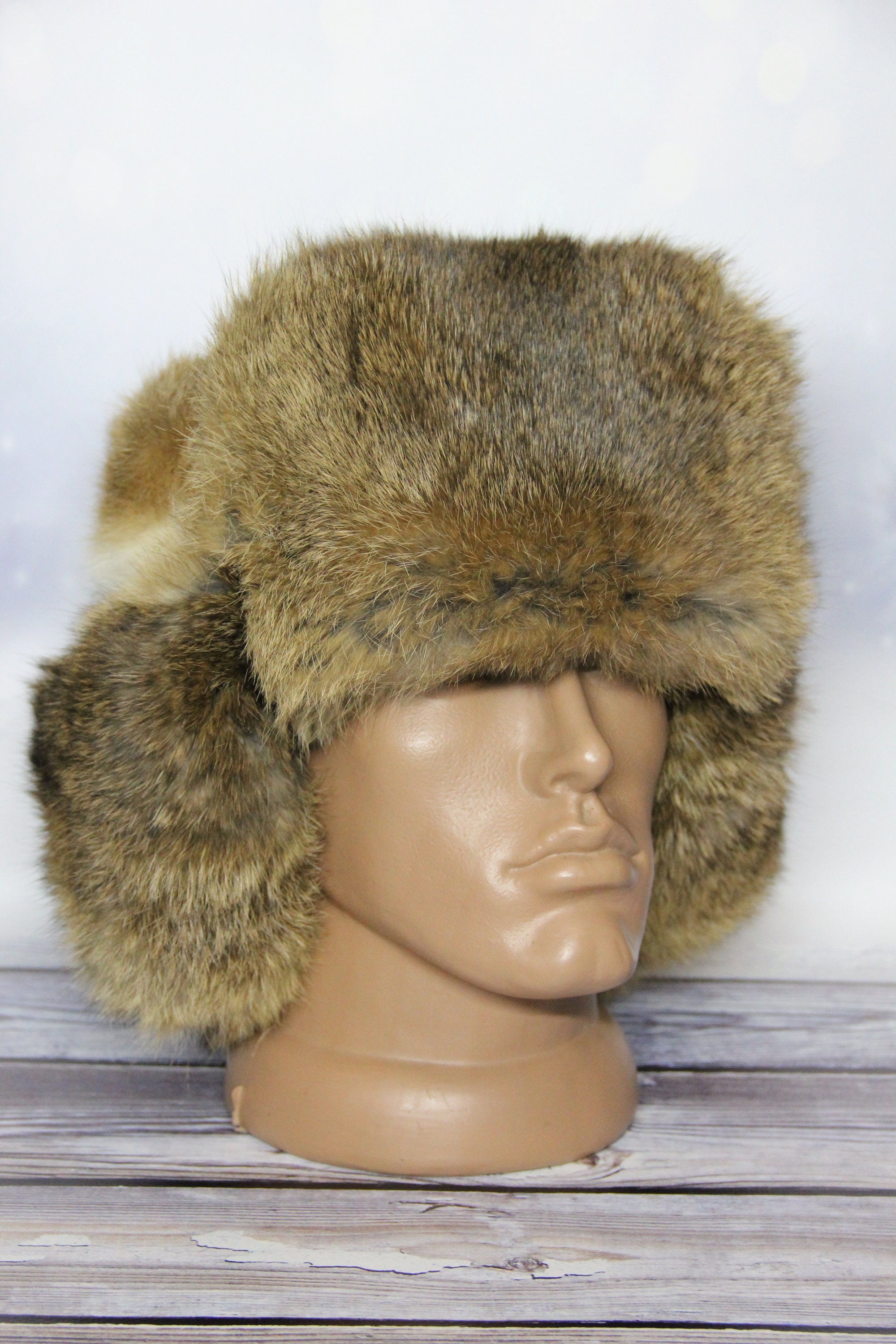 MADE in UKRAINE Winter Rabbit Fur Hat Natural Ushanka Hat - Etsy UK