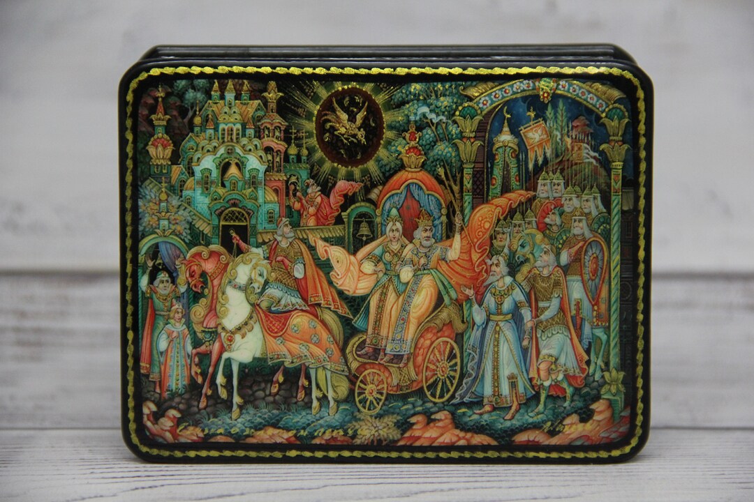 Ukrainian Lacquer Box Palekh Art Painting School Fairy Tale Handmade ...