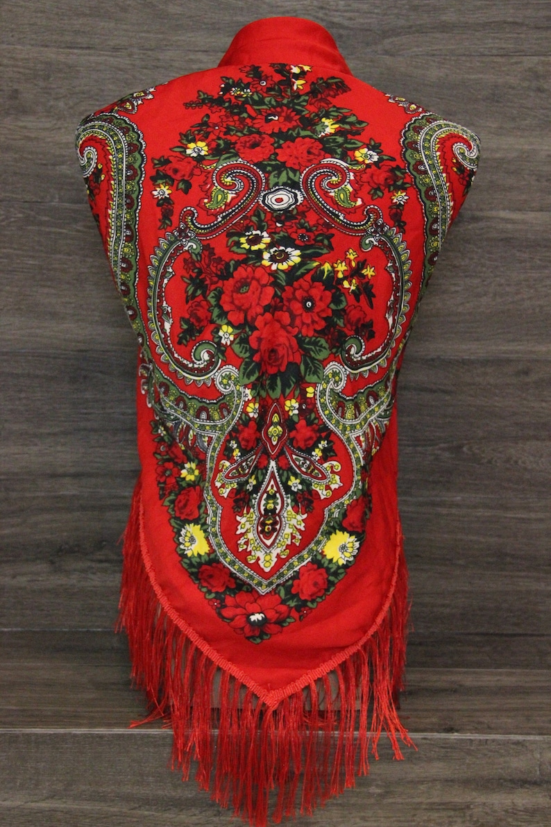 Ukrainian Scarf Slavic Babushka Floral Scarf Ethnic Folk Shawl Modern ...