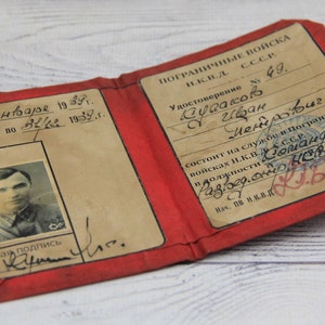 Vintage Soviet Document WWII Military ID of the USSR Soviet Officer ...