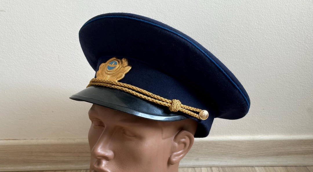 Original Vintage Soviet Pilot Visor Cap, Soviet Pilot Cap of Civil ...