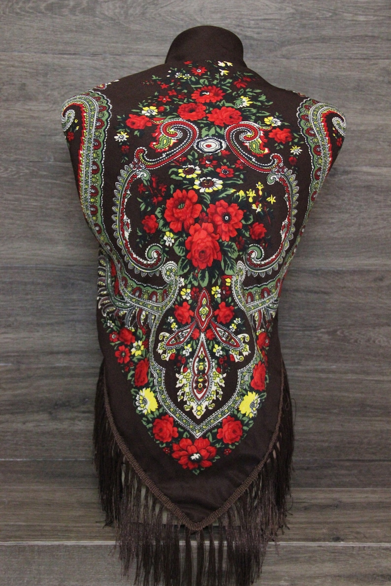 Ukrainian Scarf Slavic Babushka Floral Scarf Ethnic Folk Shawl - Etsy