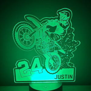 Dirt Bike LED Night Light, Personalized, Color Changing, 16 Colors With ...