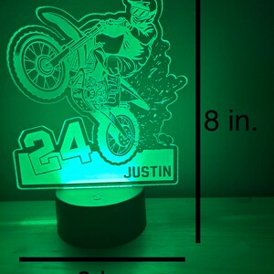 Dirt Bike LED Night Light, Personalized, Color Changing, 16 Colors With ...