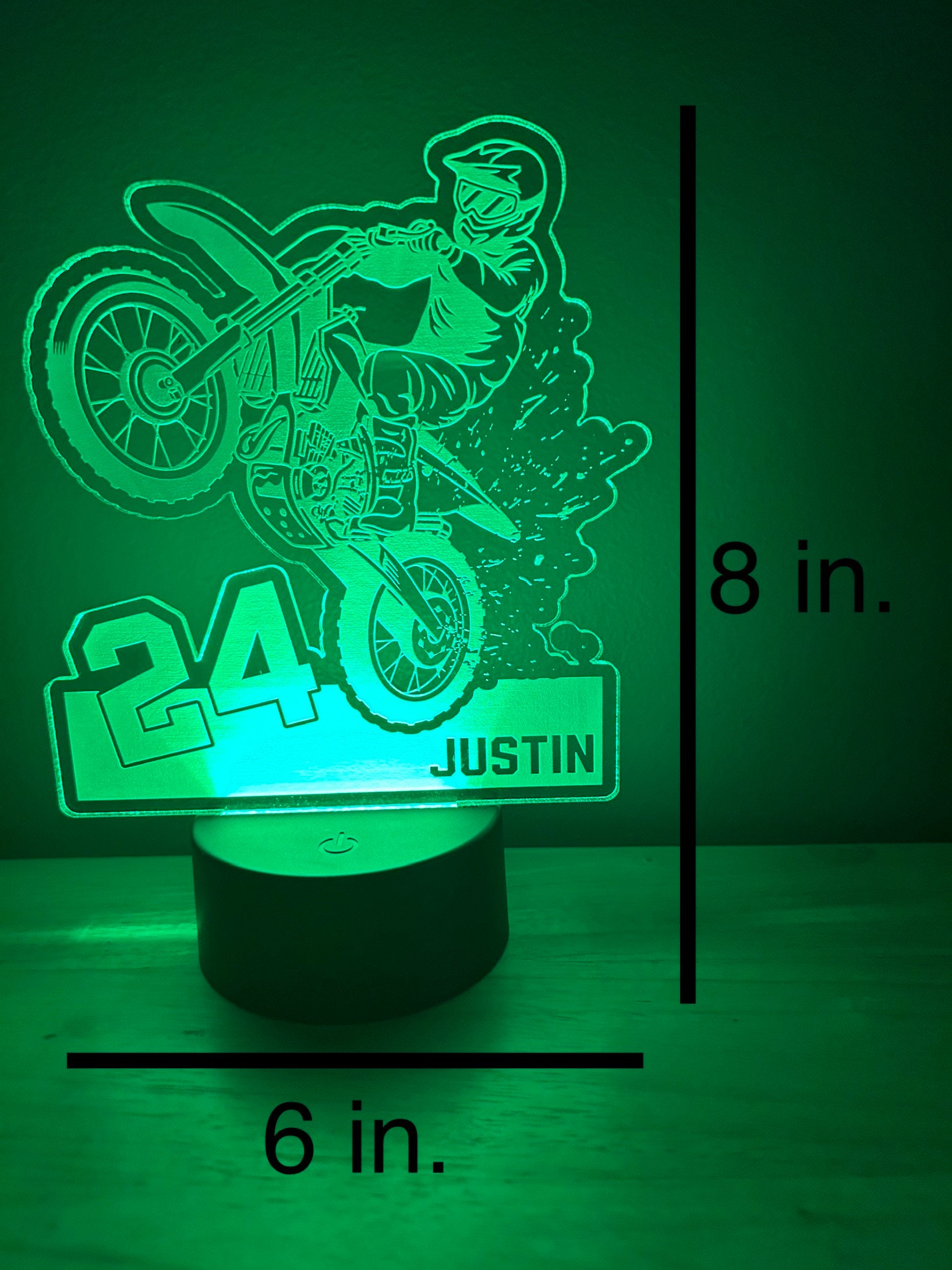 Dirt Bike LED Night Light, Personalized, Color Changing, 16 Colors With ...