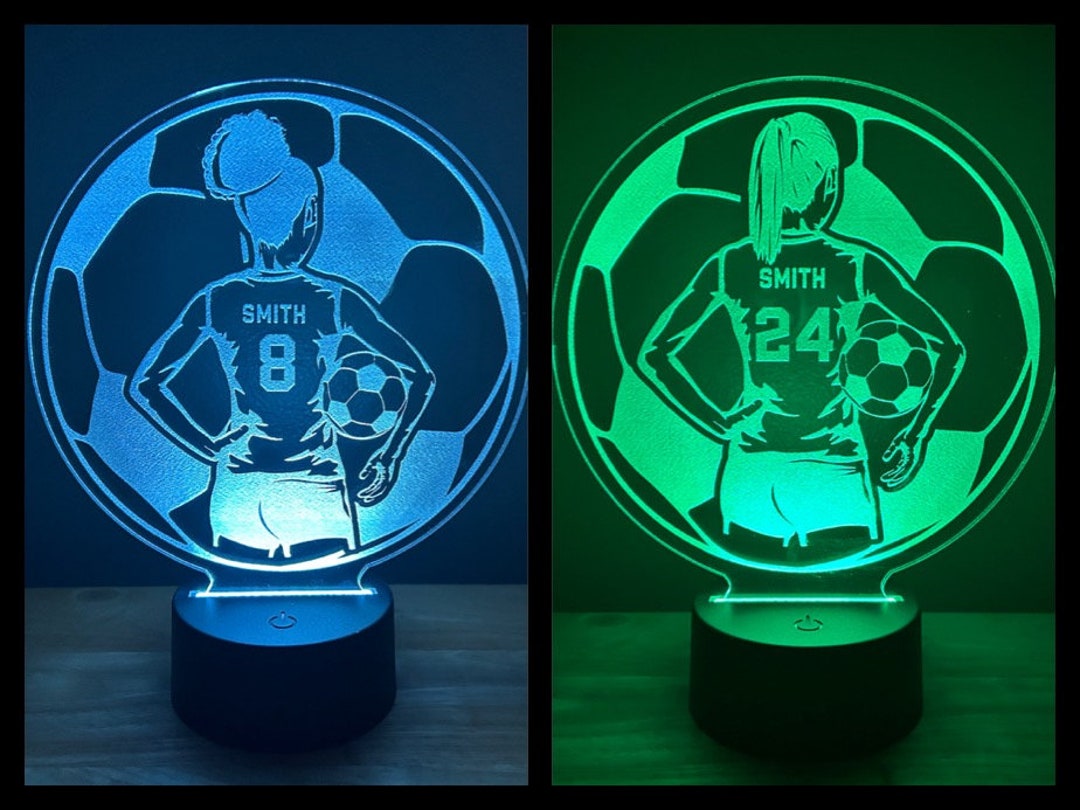 Girls Soccer Player Night Light, Large, Personalized, 16 Colors With ...