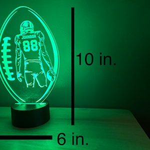 Football Player Night Light, Large, Personalized, 16 Colors With Remote ...