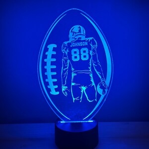 Football Player Night Light, Large, Personalized, 16 Colors With Remote ...