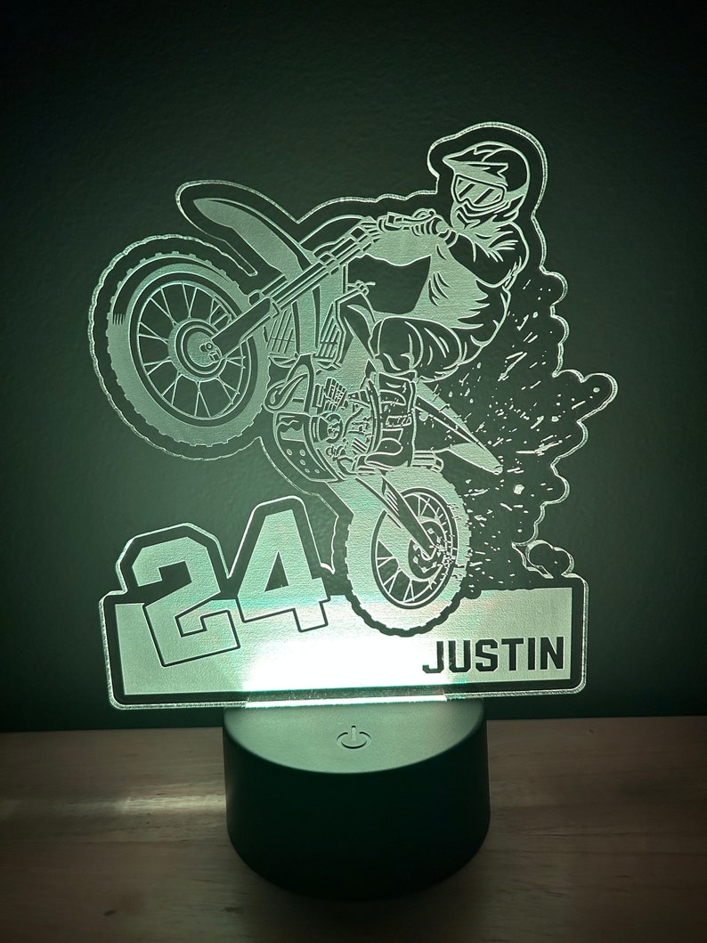 Dirt Bike LED Night Light, Personalized, Color Changing, 16 Colors With ...