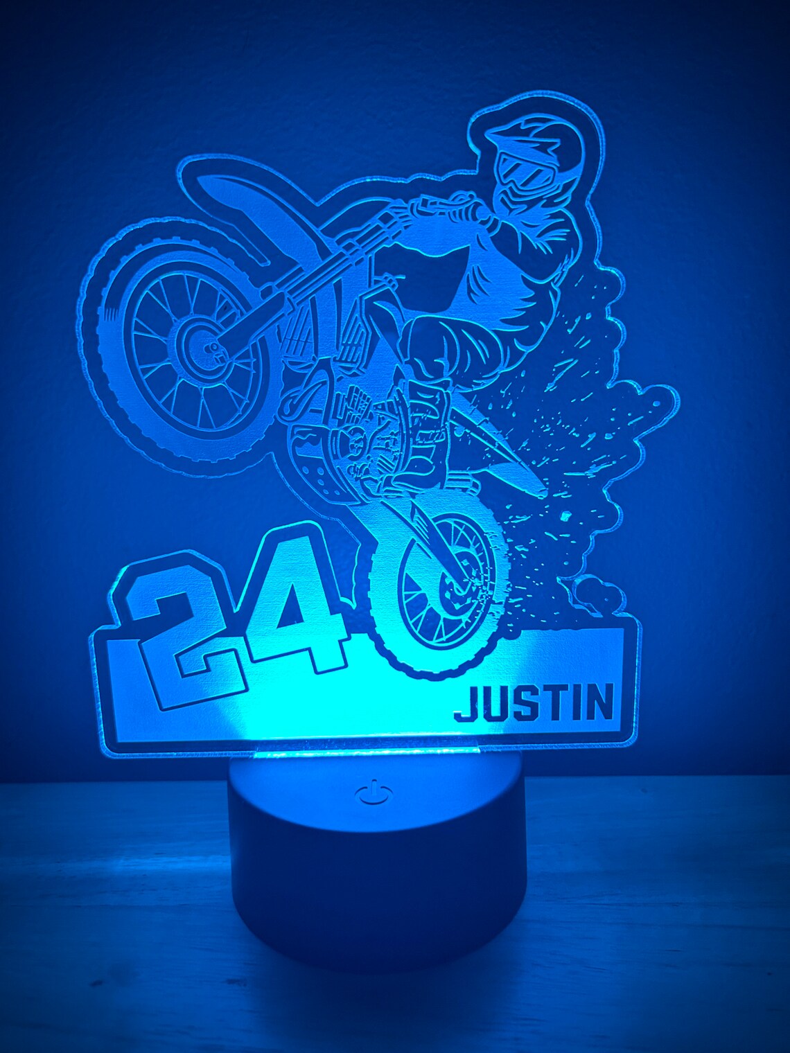 Dirt Bike LED Night Light, Personalized, Color Changing, 16 Colors With ...