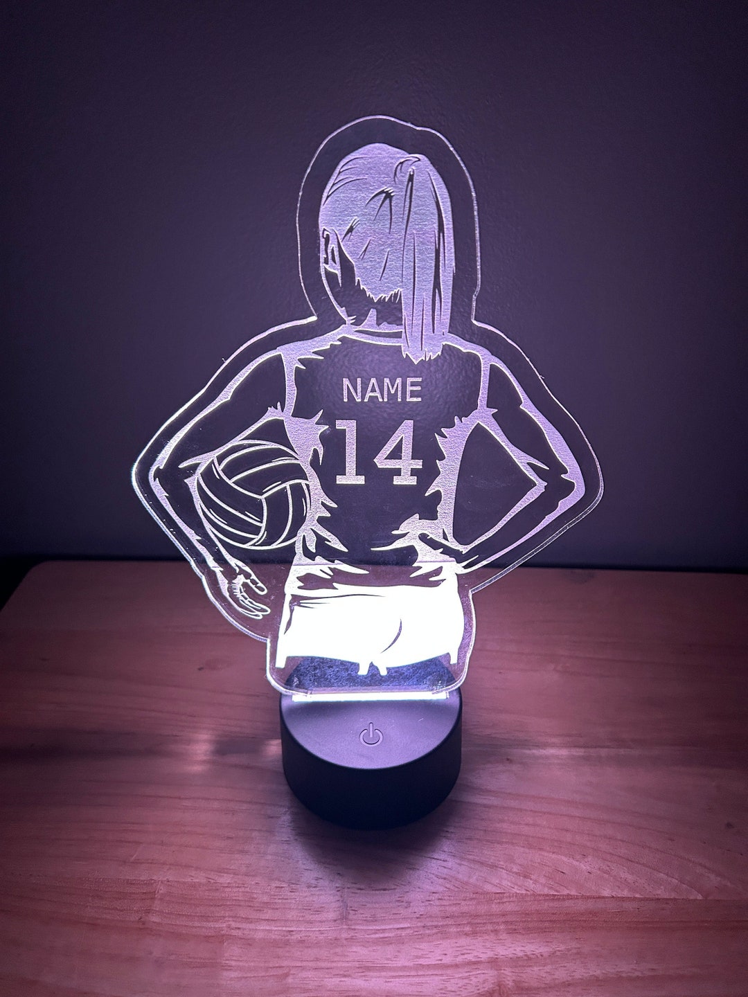 Volleyball Player Night Light, Personalized , Large Acrylic LED Light ...