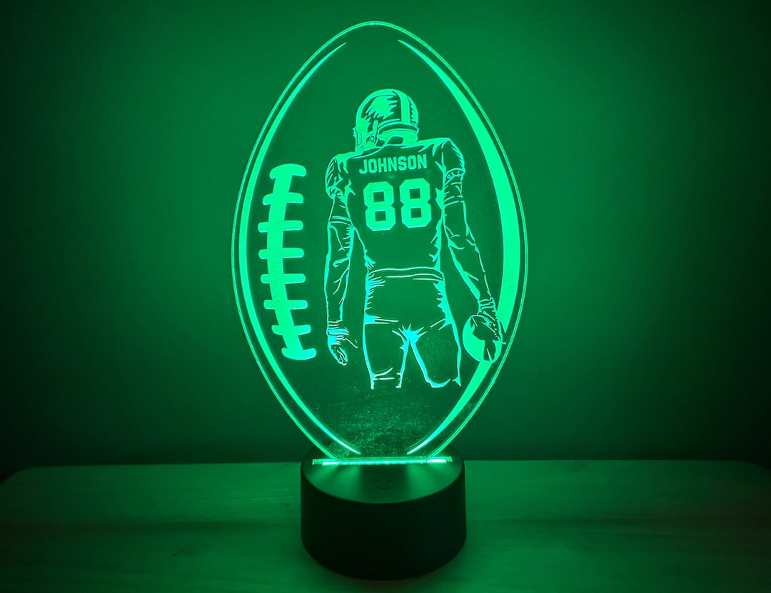 Football Player Night Light, Large, Personalized, 16 Colors With Remote ...
