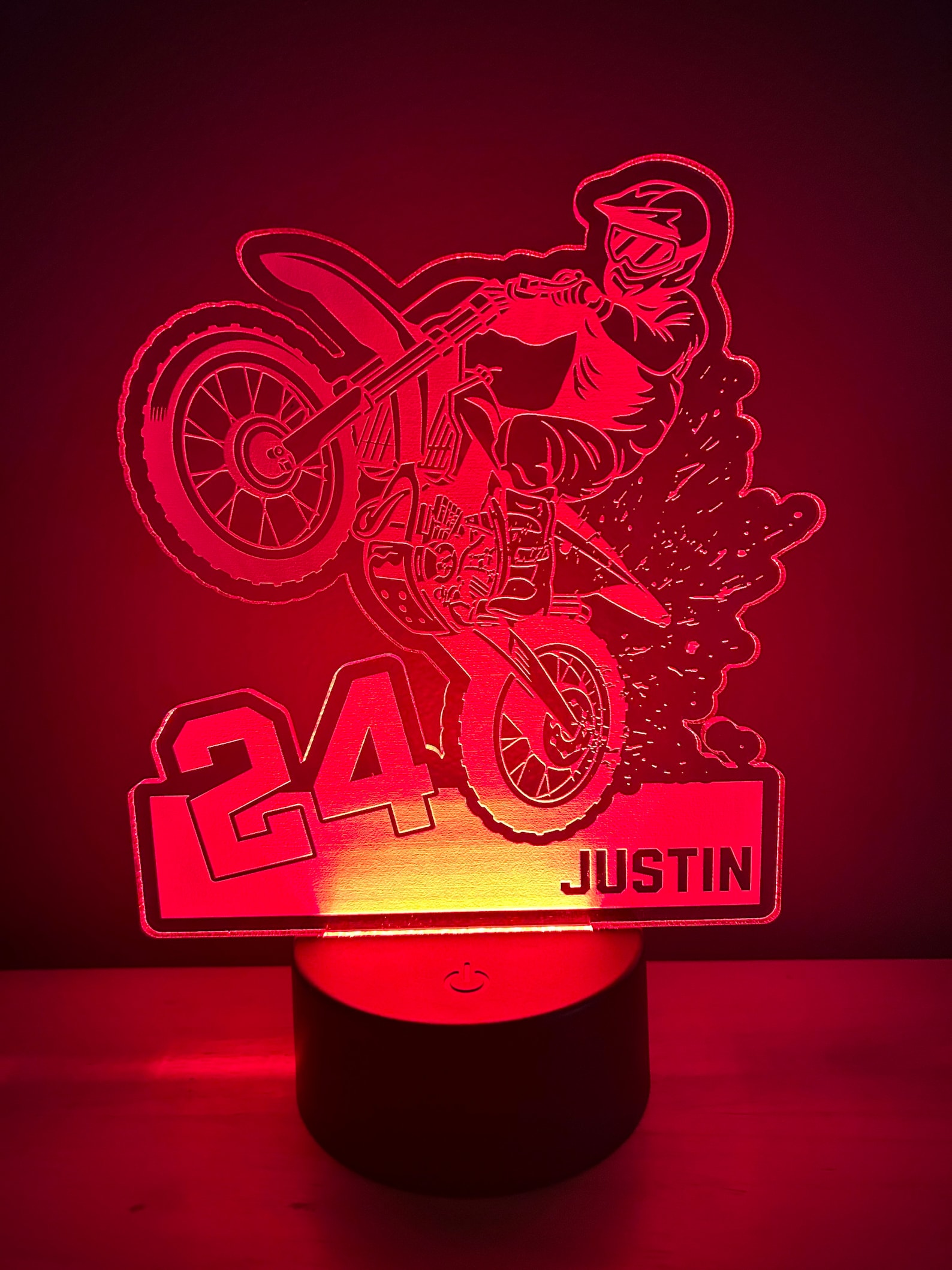 Dirt Bike LED Night Light, Personalized, Color Changing, 16 Colors With ...