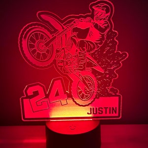 Dirt Bike LED Night Light, Personalized, Color Changing, 16 Colors With ...