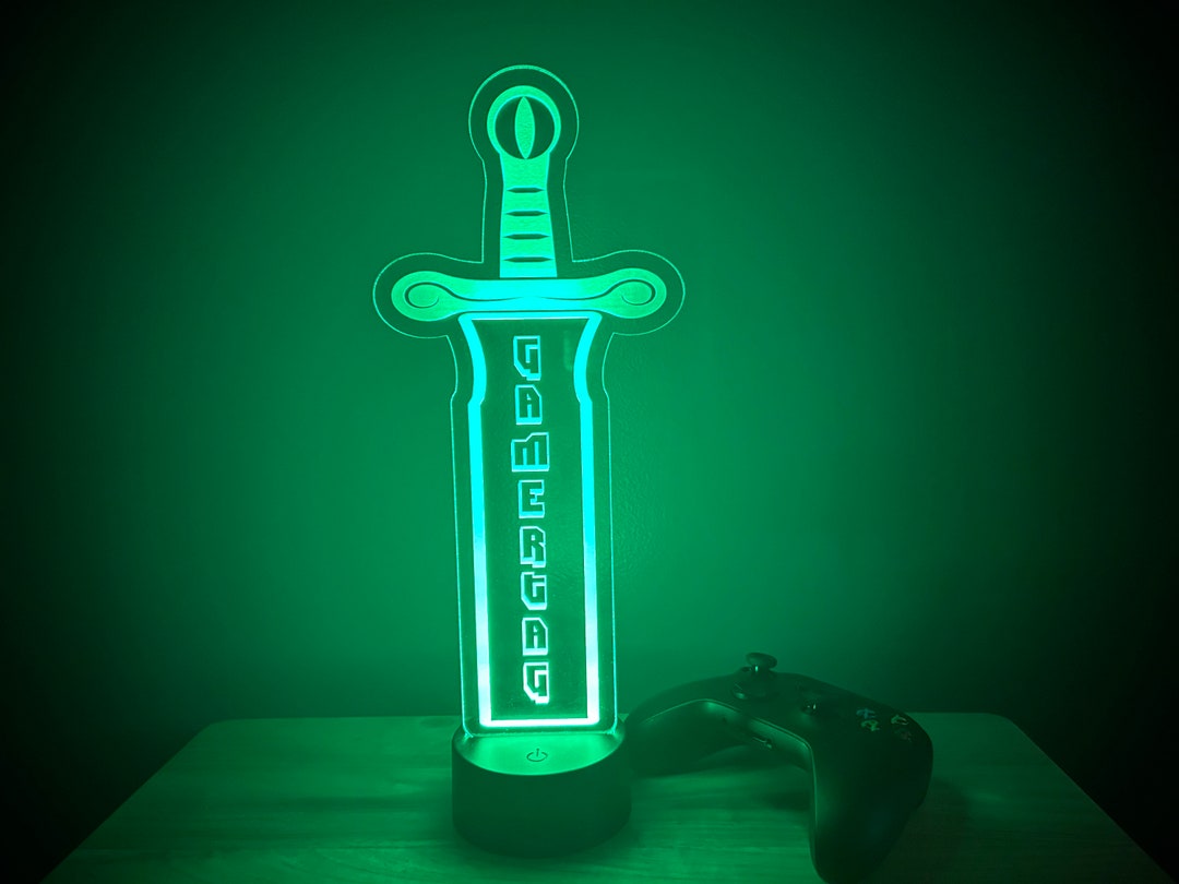 Personalized LED Gamer Tag Light, Sword Design, Color Changing With ...