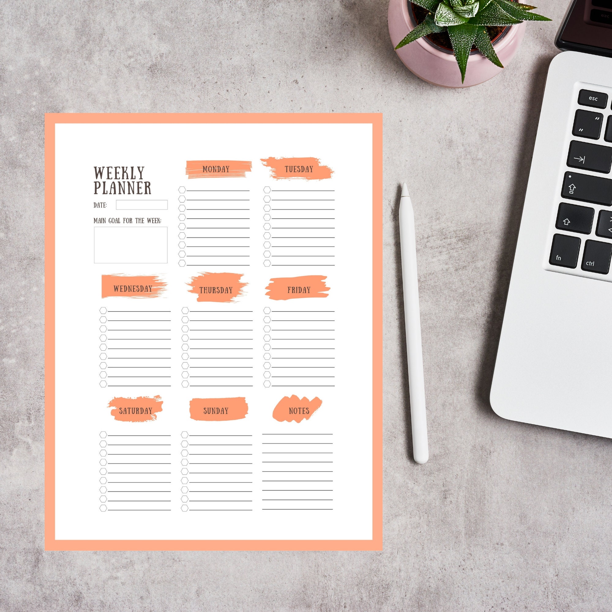 Weekly Digital Planner Printable Planner Weekly Planner | Etsy