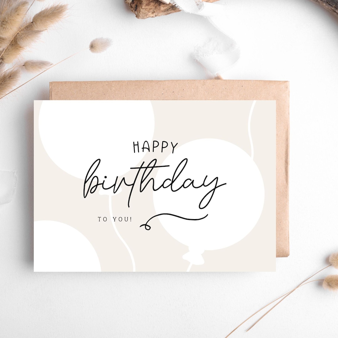 Printable Modern Birthday Card - Etsy