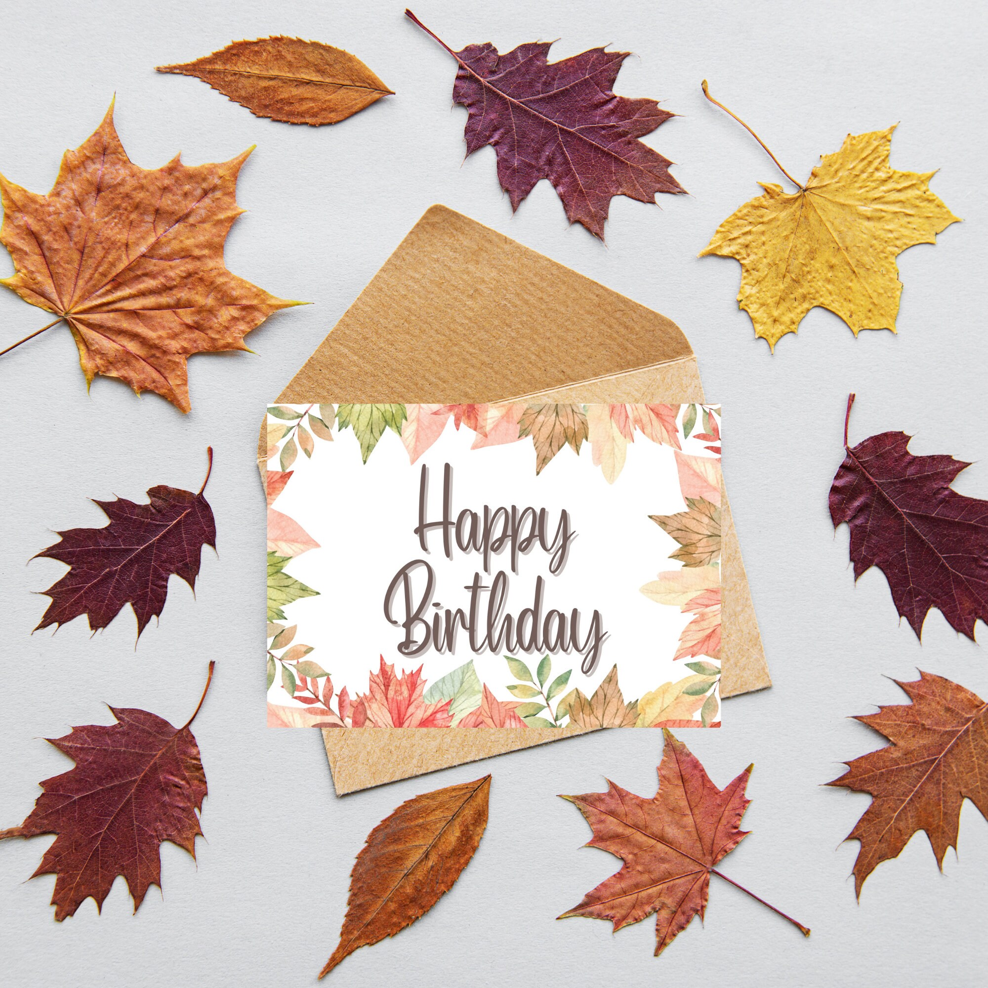 Printable Fall Birthday Card, Digital Fall Birthday Card, Digital ...