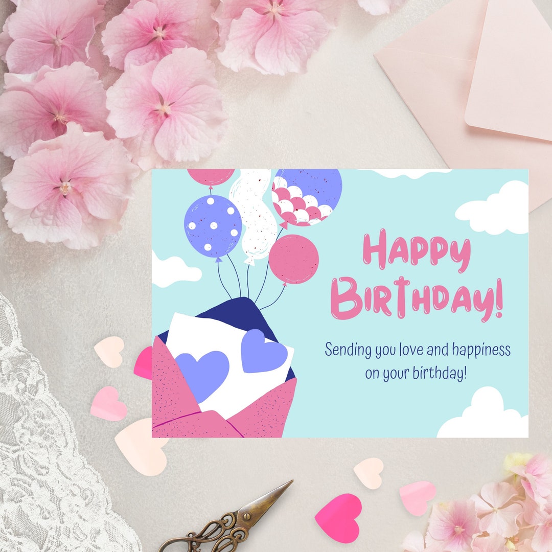 Printable Birthday Card, Digital Birthday Card, Birthday Card, Digital ...