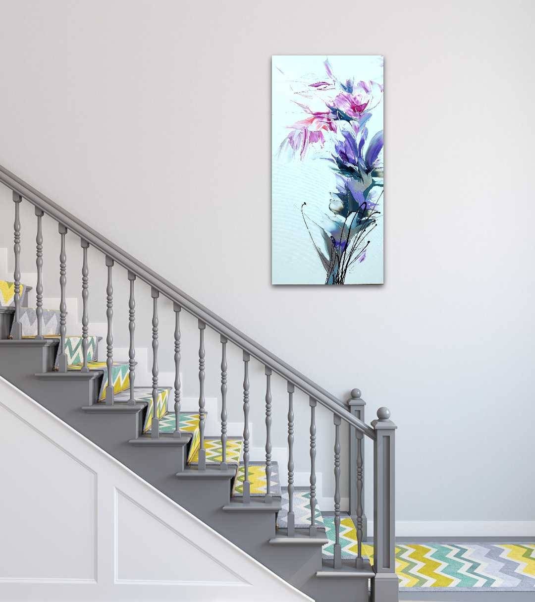 Icy Bloom Acrylic Fluid Painting on 50x100 Cm Canvas - Etsy UK