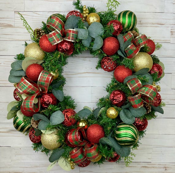 Christmas Wreath Elegant Christmas Wreath Christmas Ball Wreath Etsy