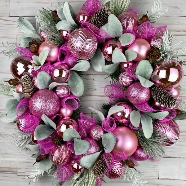 Christmas Wreath Pink - Etsy