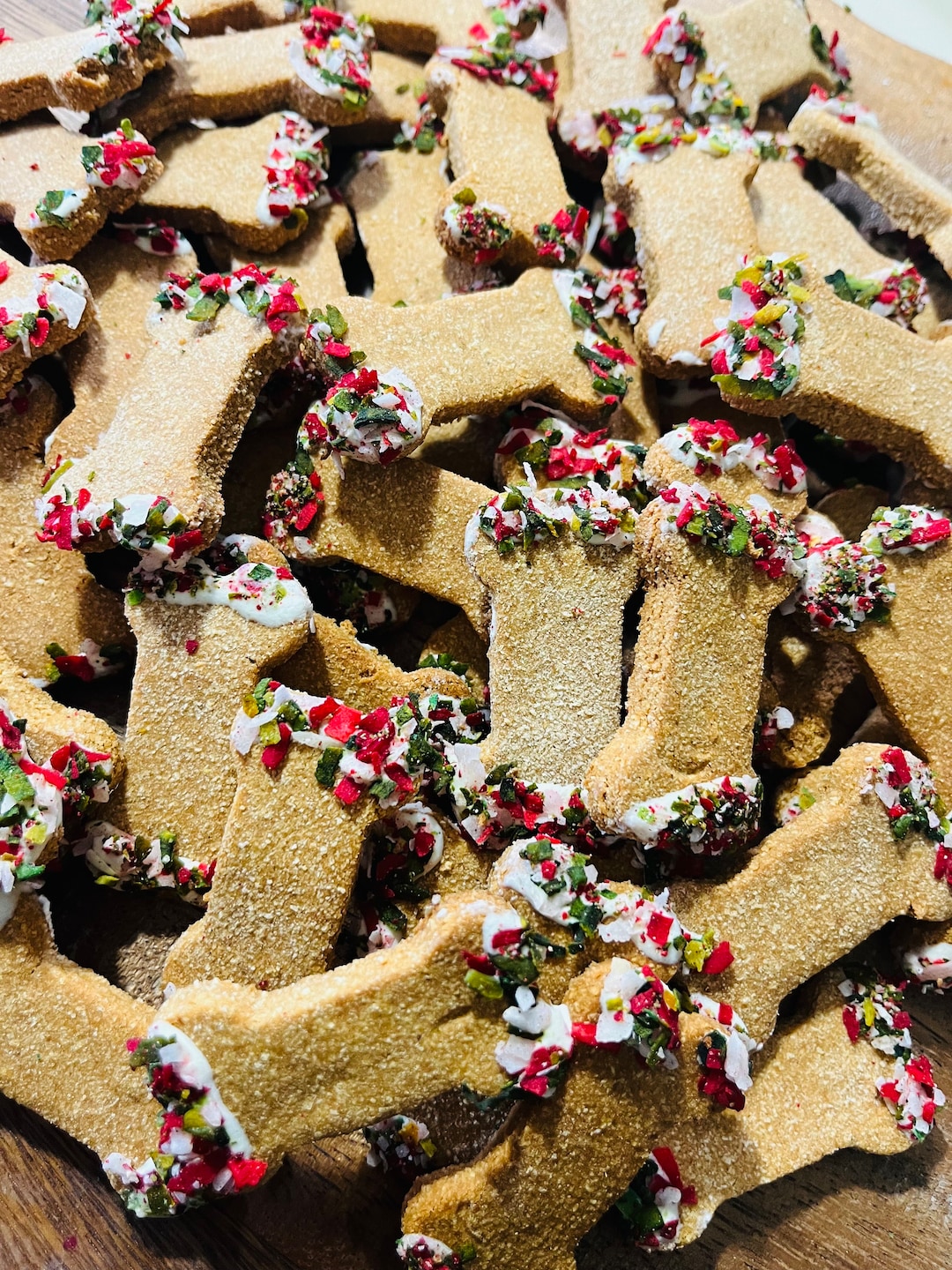 Christmas Themed Mini Bones, Frosted Dog Treats bones, Holiday, Peanut ...