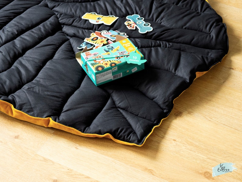 Leaf Play Mat Mustard Yellow and Black Color Kids Play Mat | Etsy