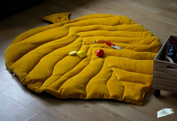 Leaf Play Mat Mustard Yellow and Black Color Kids Play Mat | Etsy