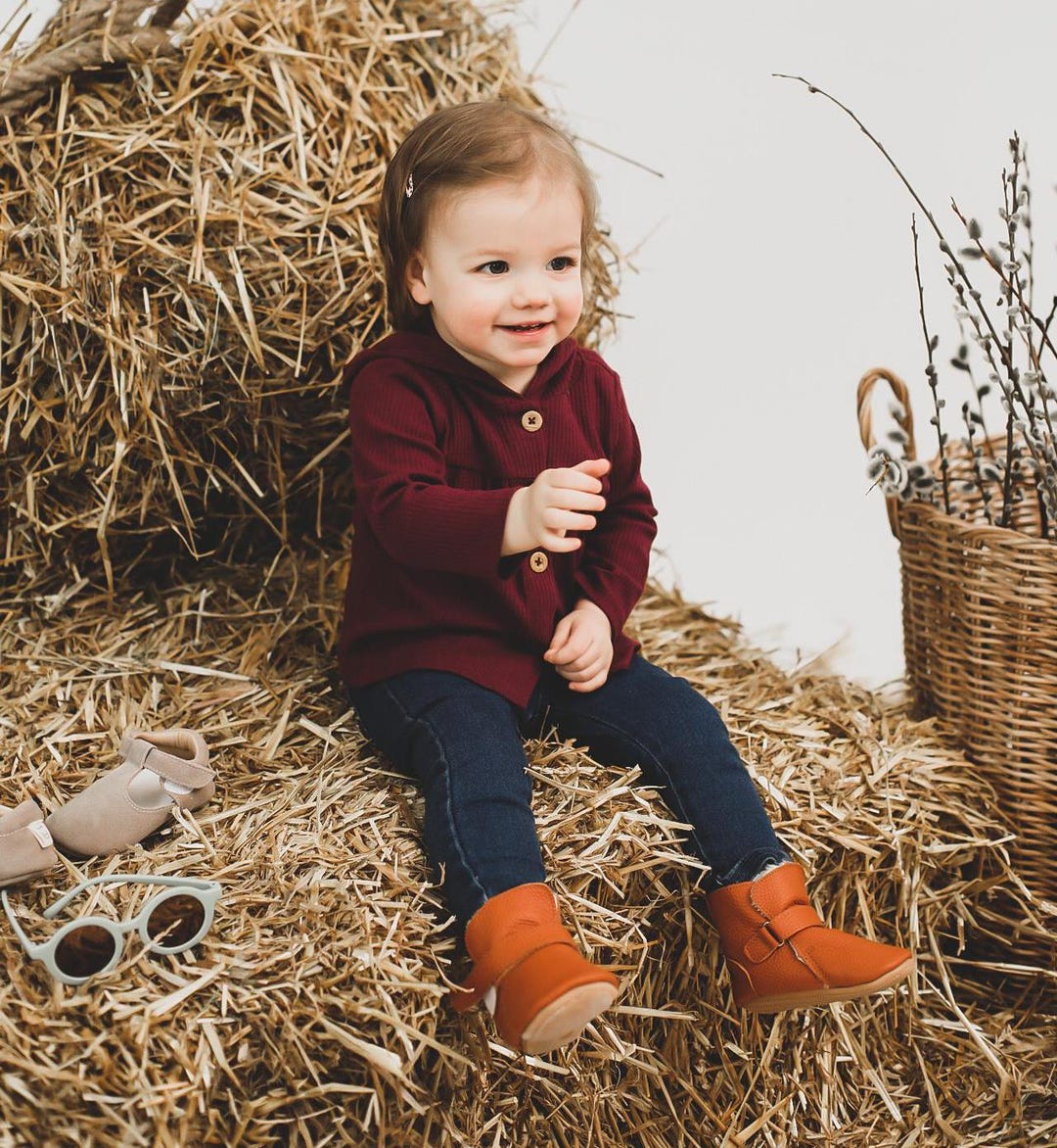 Warm Baby First Walking Shoes, Brown Vegan Leather Toddler Boots, Soft ...