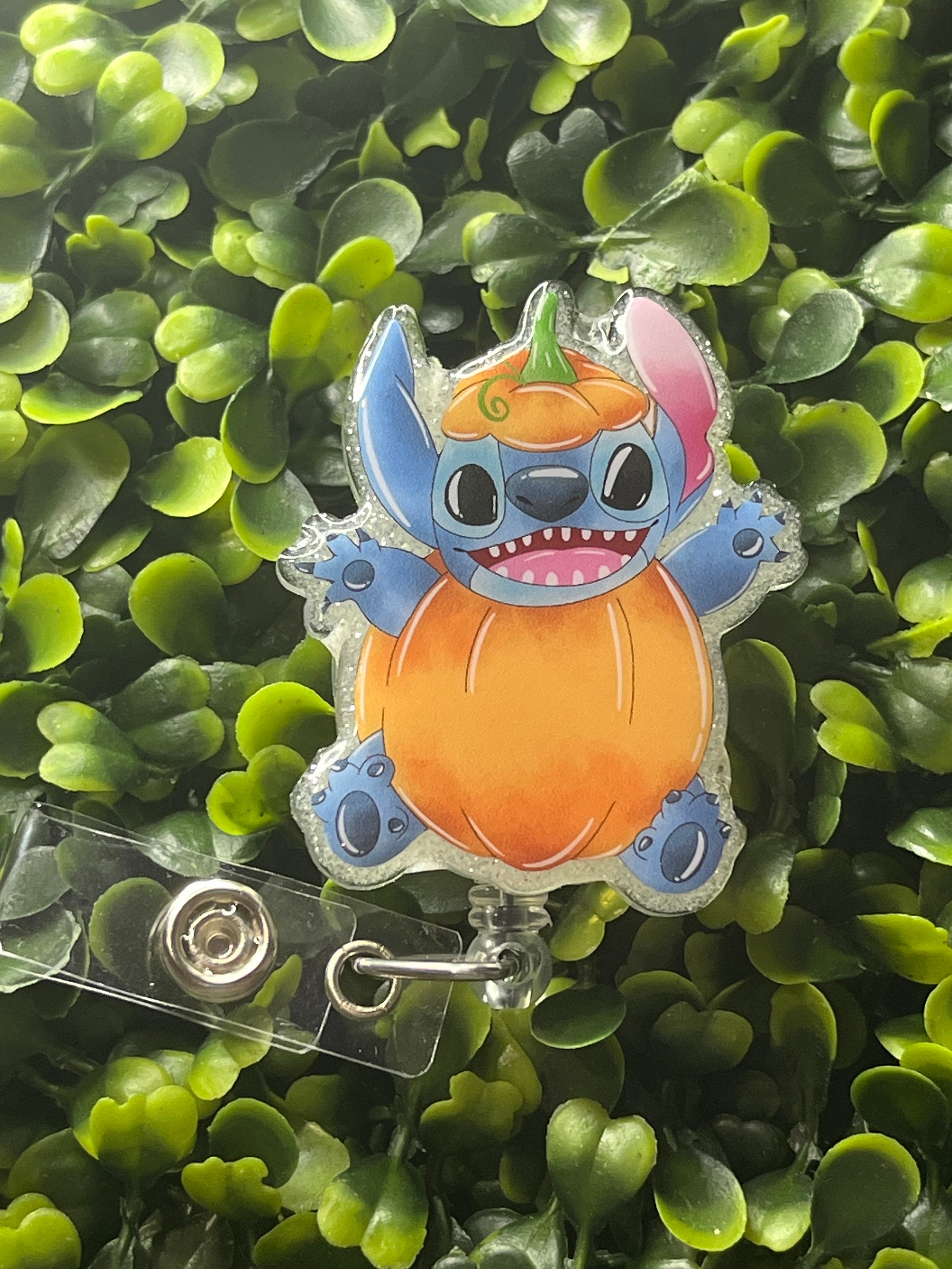 Glow in the Dark Stitch Pumpkin Badge Reel Stitch Halloween - Etsy