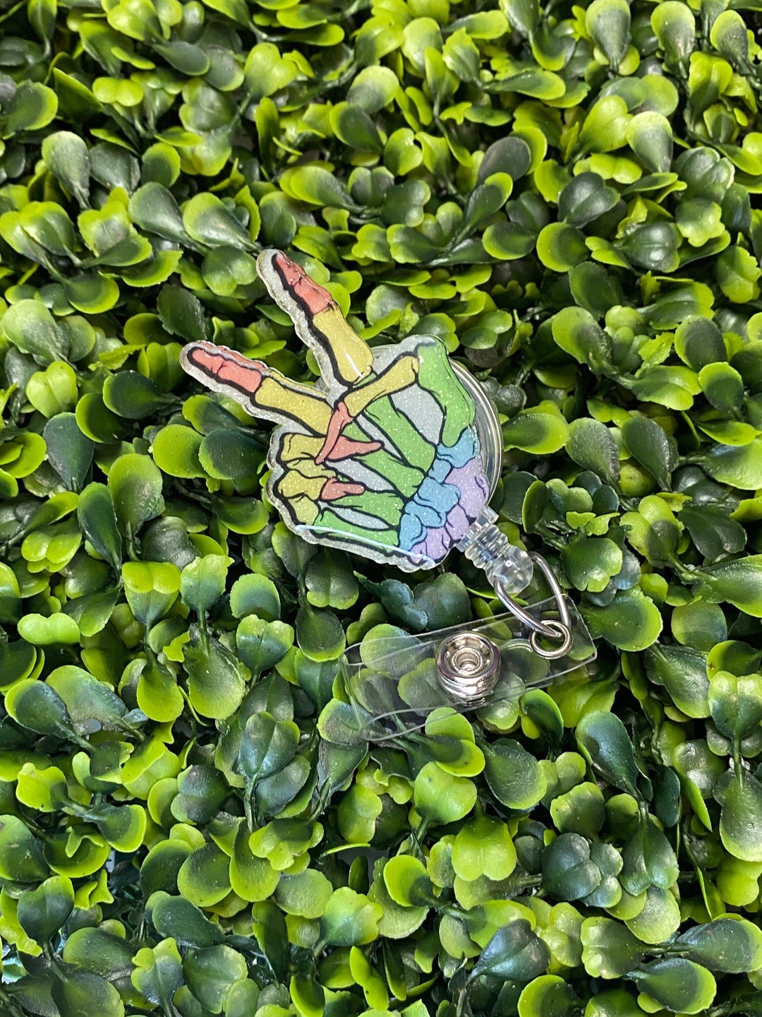 Rainbow Skeleton Peace Sign Badge Reel Radiology Badge Reel retractable ...