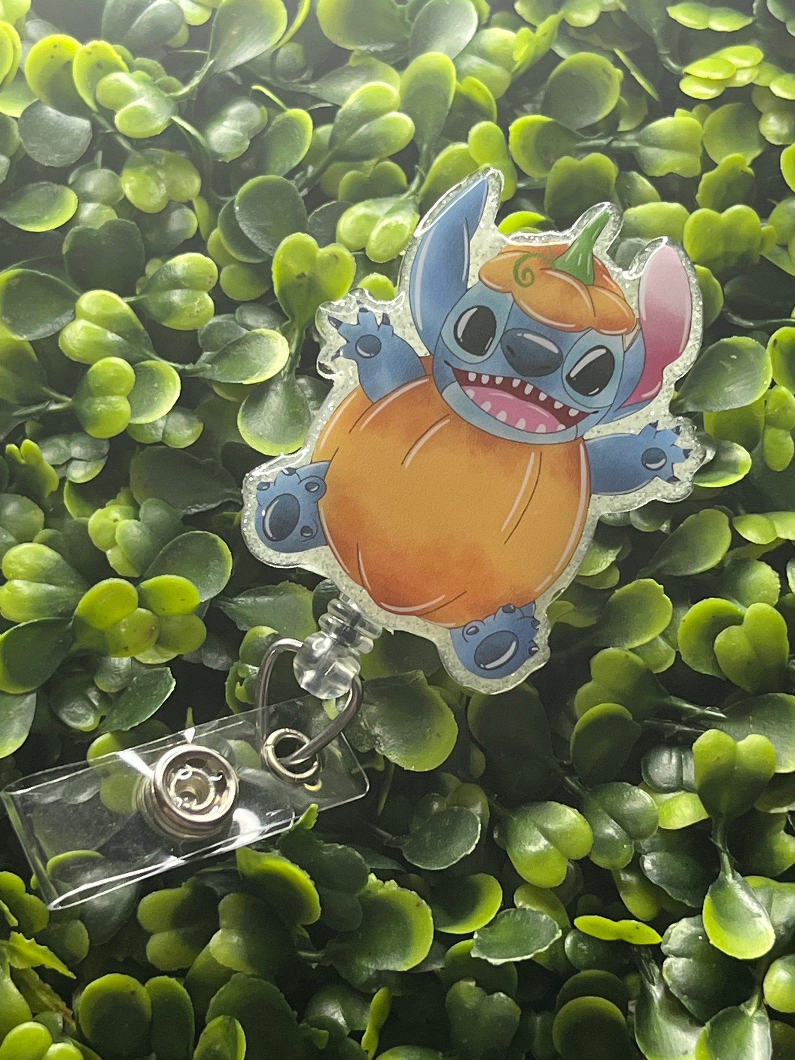 Glow in the Dark Stitch Pumpkin Badge Reel Stitch Halloween - Etsy