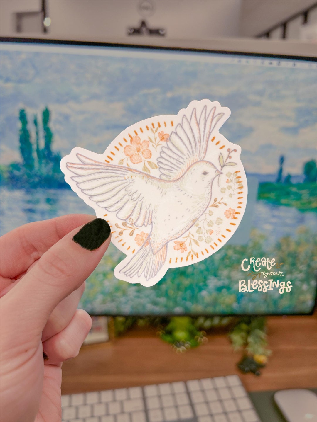 Holy Spirit Dove Sticker: Christian Floral Waterproof Decal - Etsy