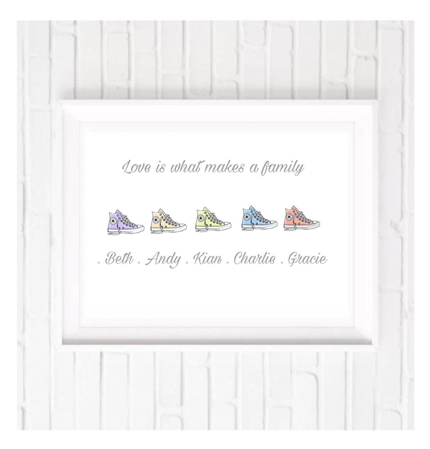 Personalised Converse A4 Card Print, Any Number of Converse/ Names - Etsy