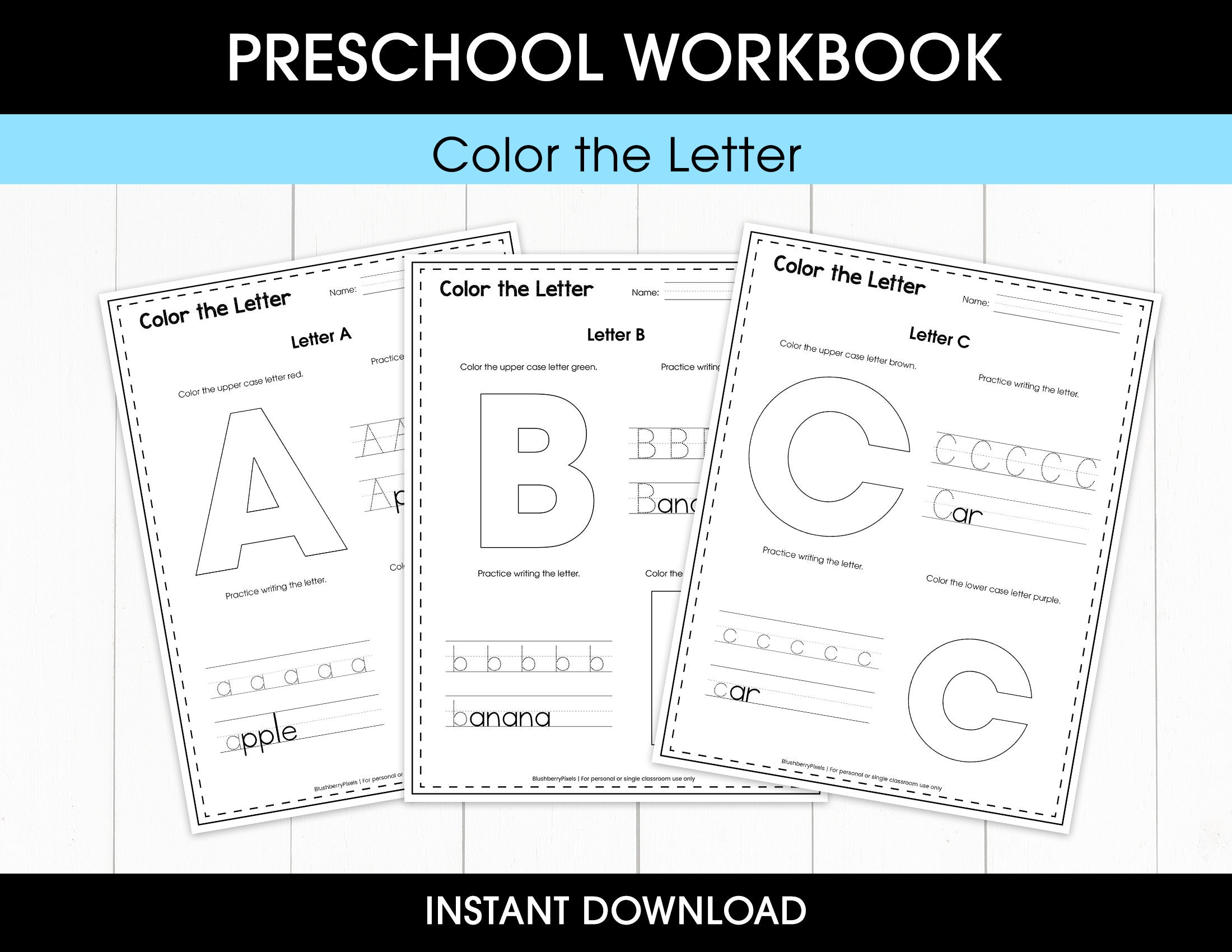 Preschool Workbook Alphabet Practice Kindergarten Worksheet | Etsy