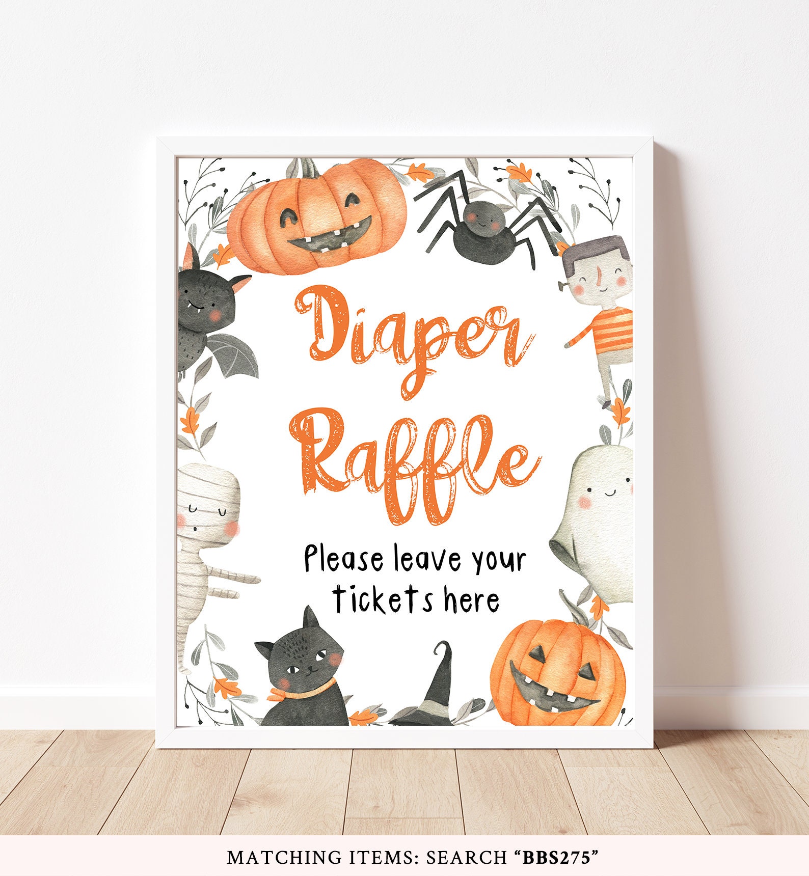 Diaper Raffle Sign Halloween Baby Shower Halloween Diaper | Etsy