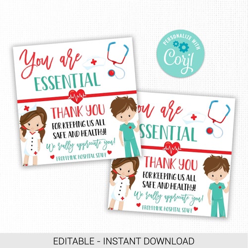 Nurse Appreciation Gift Tag Thank You Frontlines Worker | Etsy