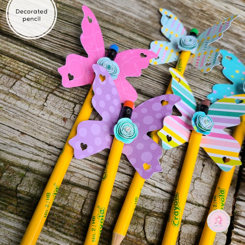 Butterfly Pencil Topper Custom Pencils Back to School Birthday - Etsy