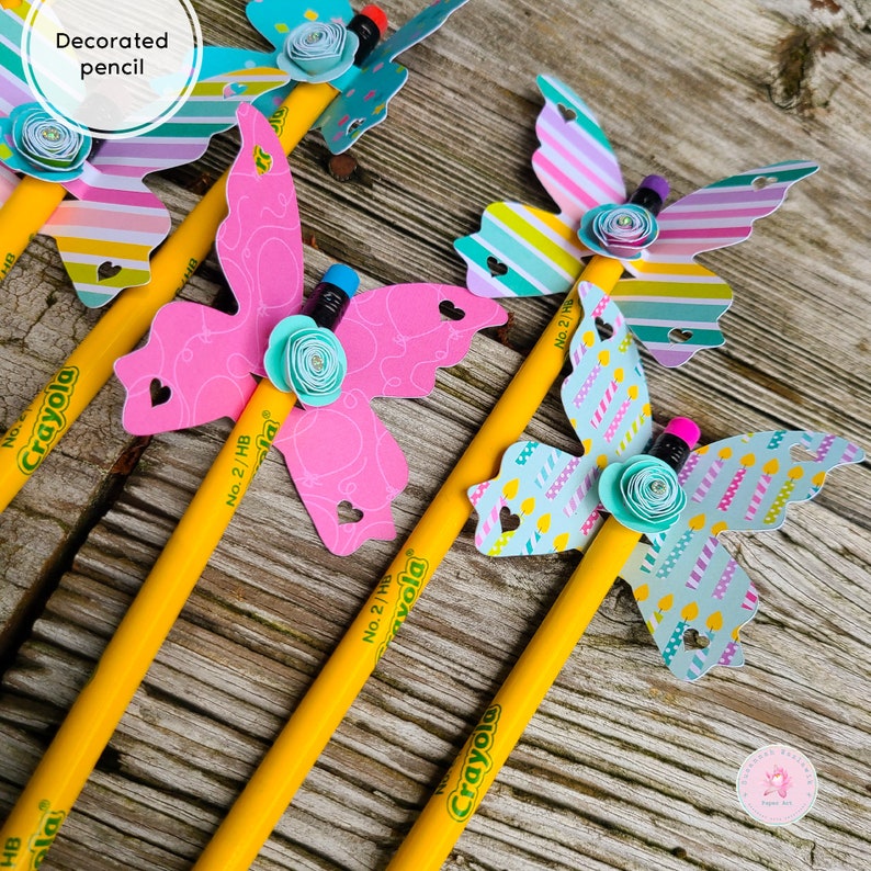 Butterfly Pencil Topper Custom Pencils Back to School Birthday - Etsy