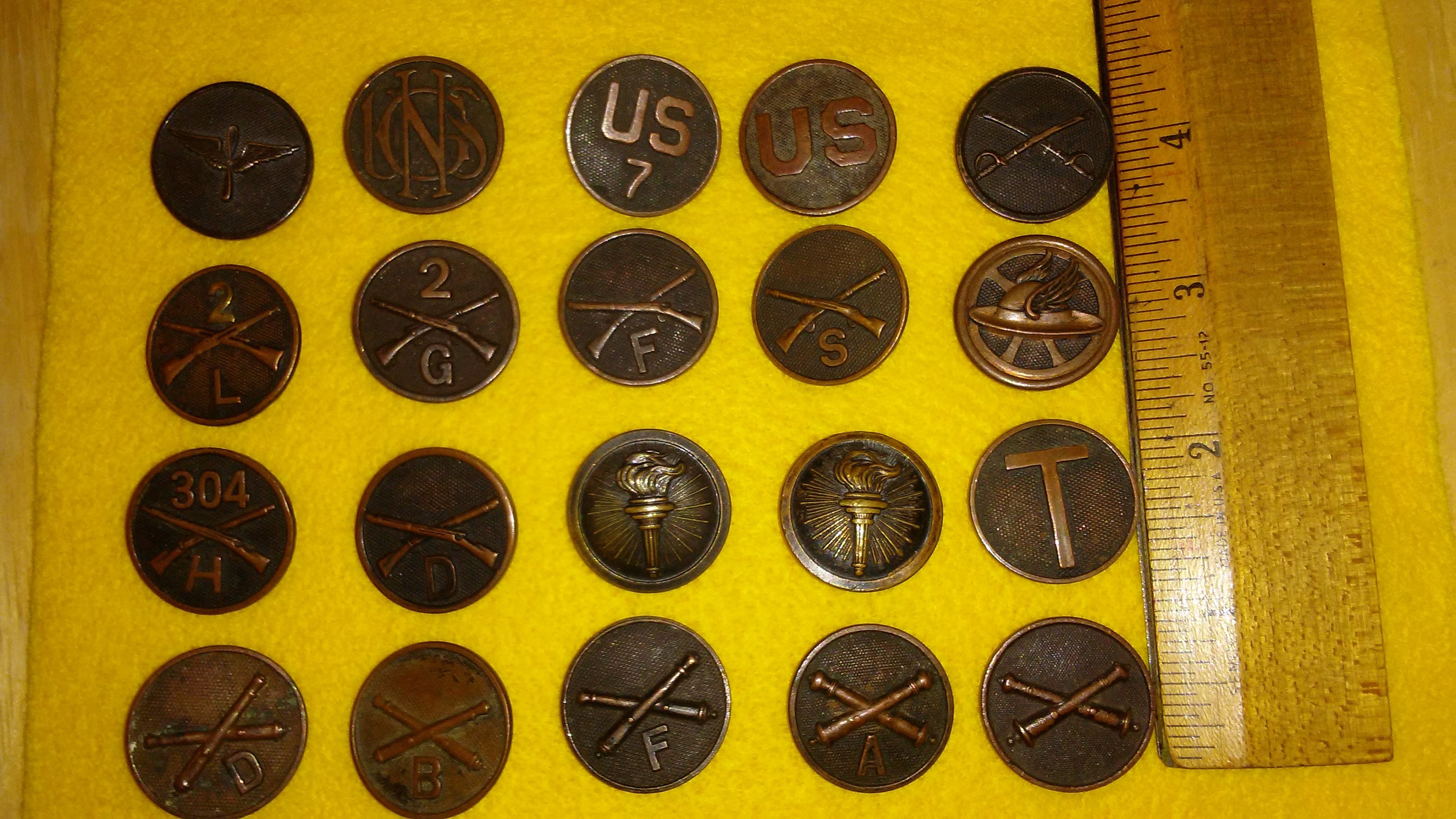 20 World War I Military Uniform Collar Discs U.S. Army Lot WW1 One ...