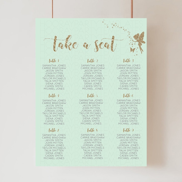 Fairy Birthday Party Seating Chart - Etsy