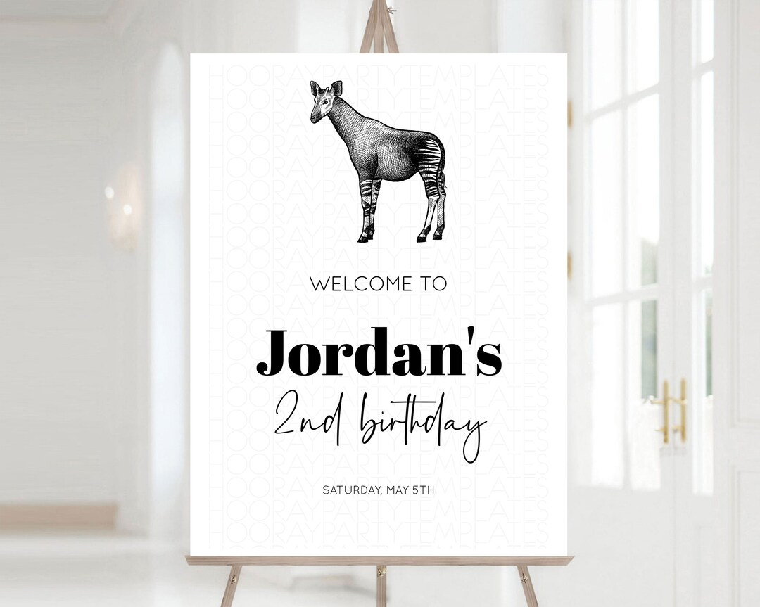 Okapi Welcome Sign Okapi Welcome Board Okapi Party Décor Okapi Safari ...