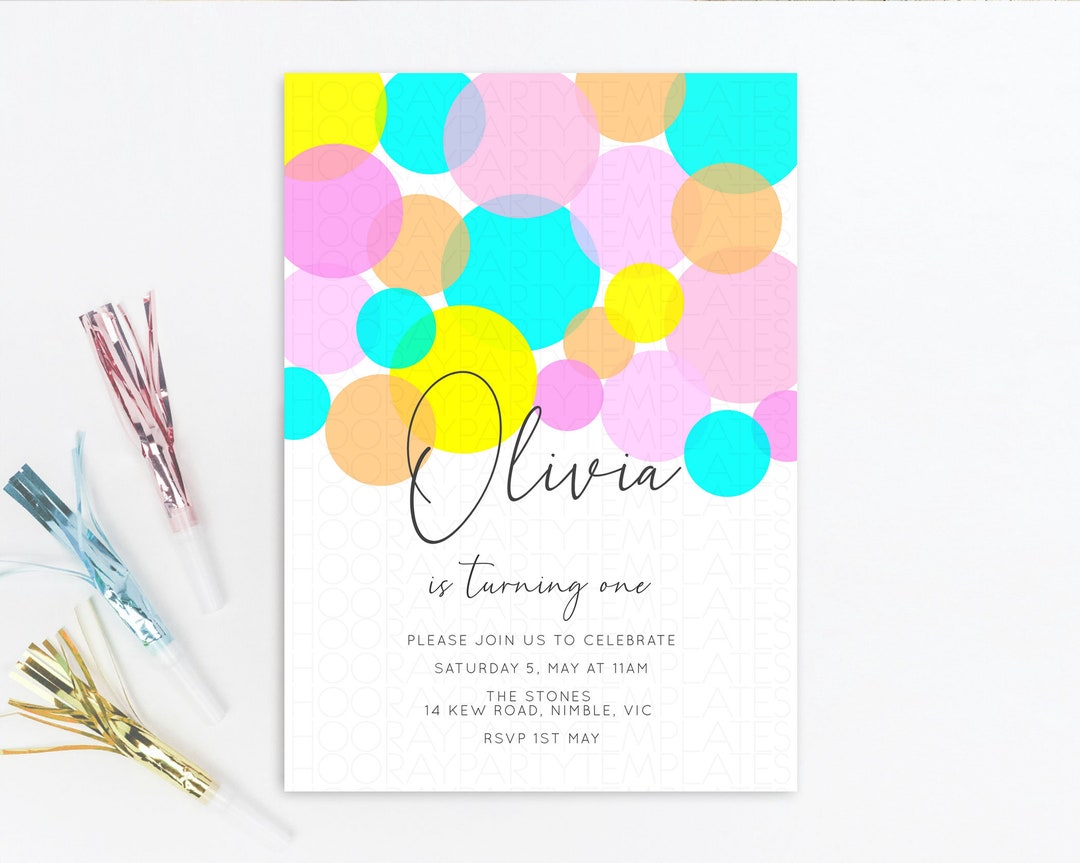 Pastel Birthday Invitation Pastel Confetti Invite Minimalist Pastel ...