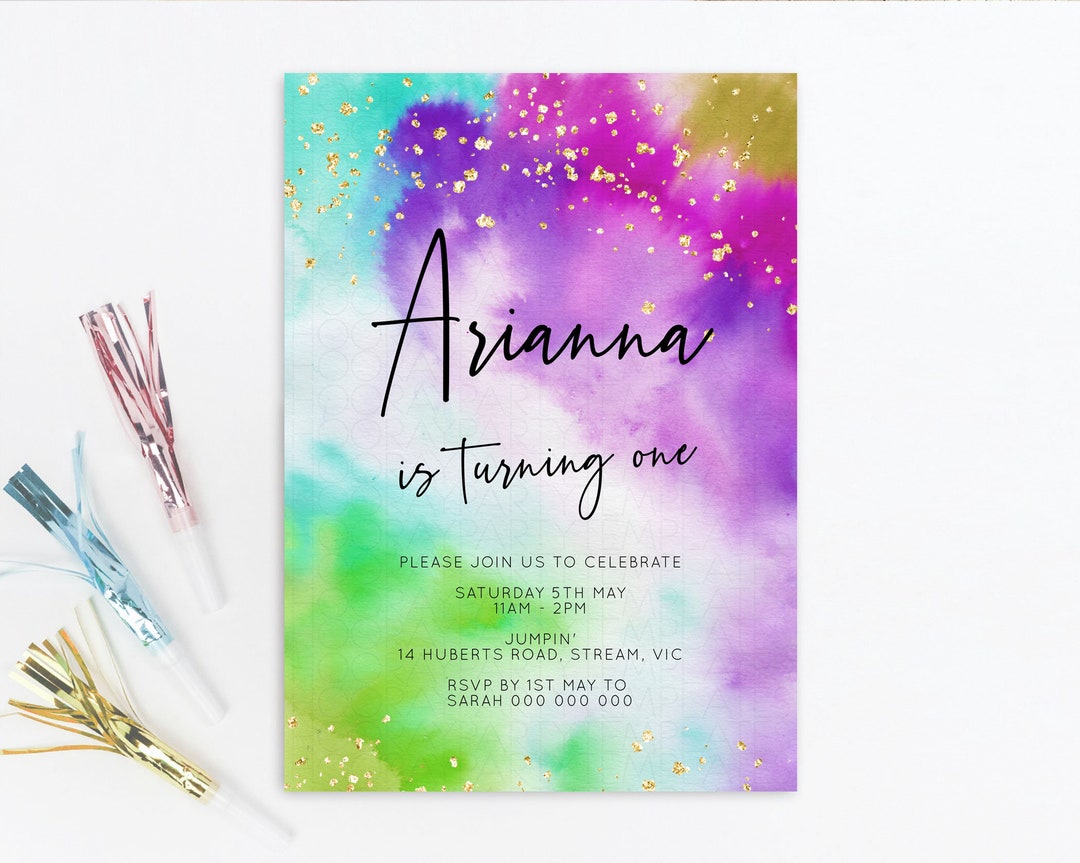 Pastel Birthday Invitation Vibrant Pastel Invite Bright Colorful Party ...
