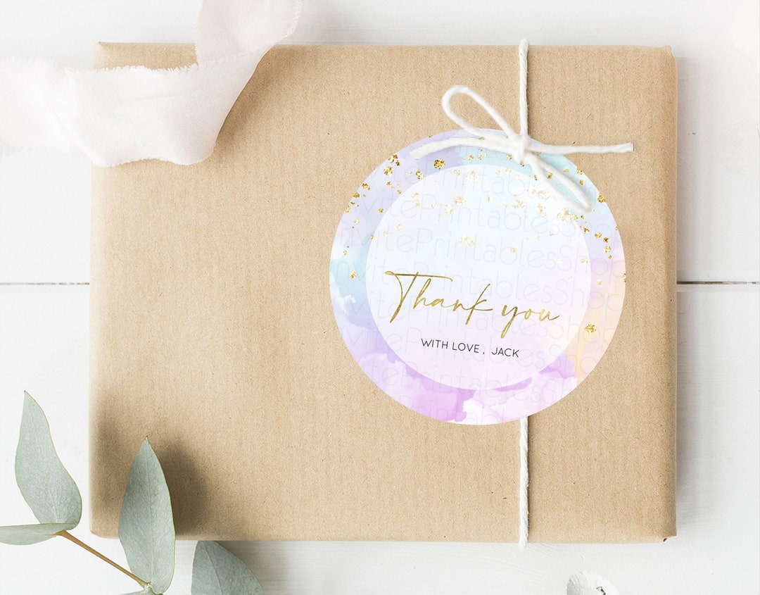 Pastel Favor Tags Watercolor Rainbow Colors Pastel Ombre Splash Glitter ...