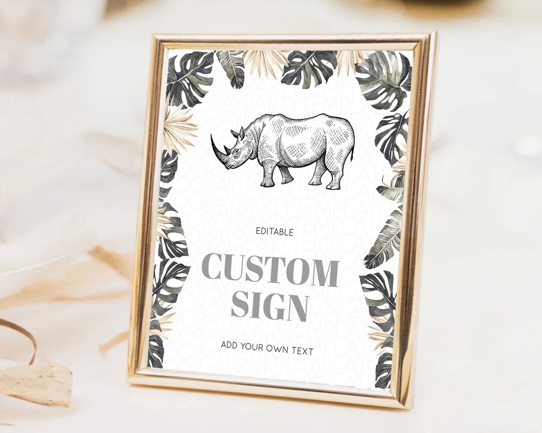 Rhinoceros Table Sign Rhino Party Table Sign Rhinoceros Party - Etsy