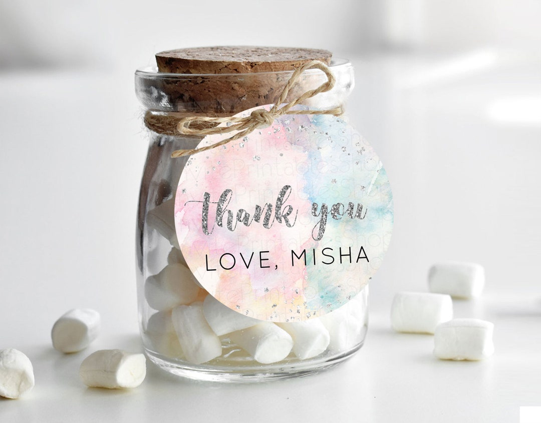 Silver Pastel Favor Tags Pastel Rainbow Colors Watercolor Ombre Glitter ...