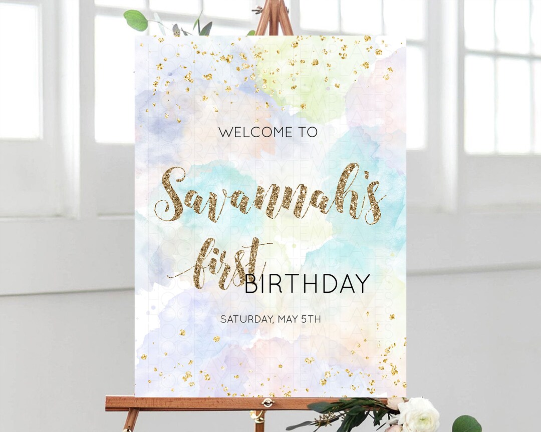 Pastel Welcome Sign Pastel Watercolor Welcome Board Splash - Etsy