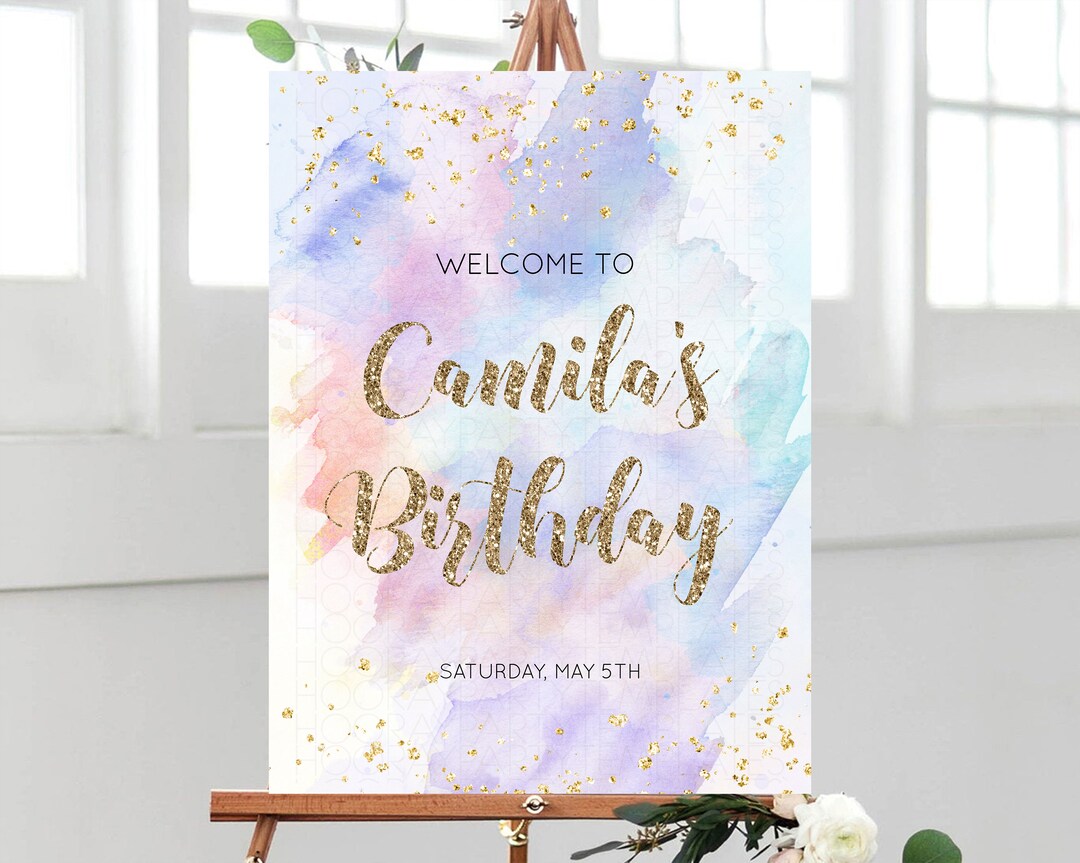 Pastel Welcome Sign Pastel Watercolor Welcome Board Splash Rainbow ...